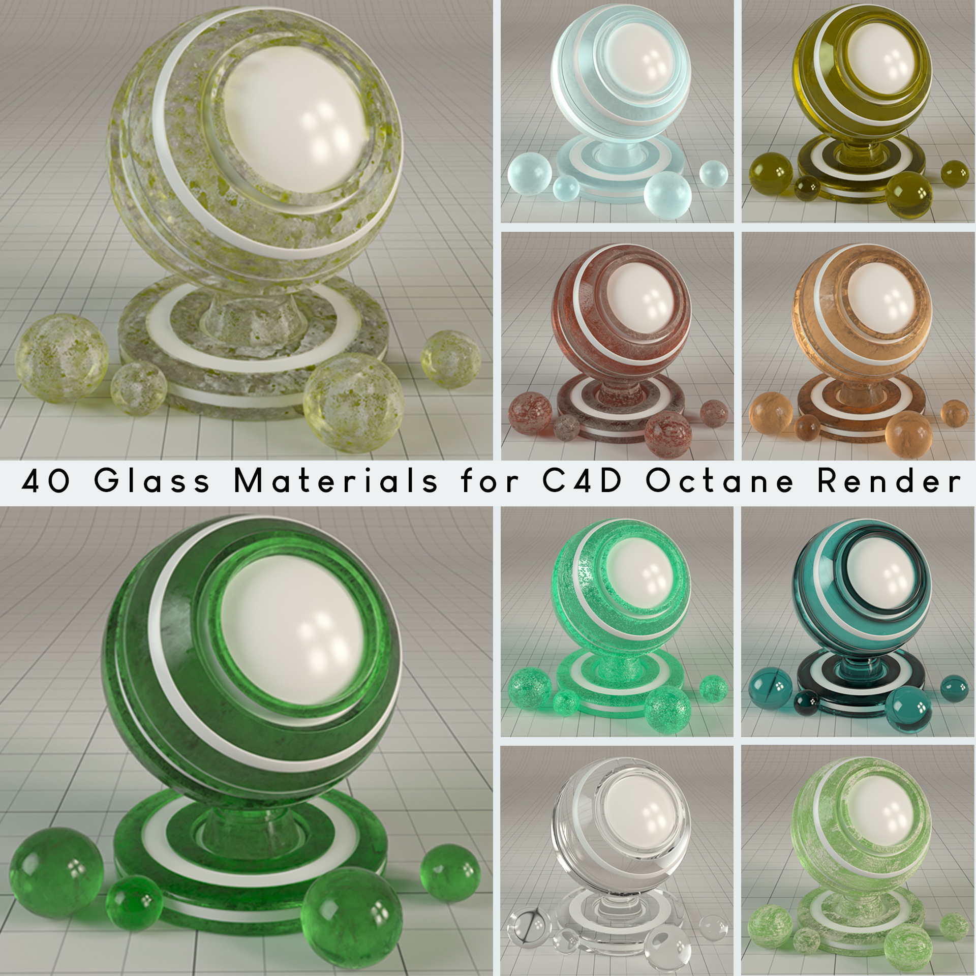 40 tileable Glass Materials for Cinema4d Octane Render by 3dtreatment